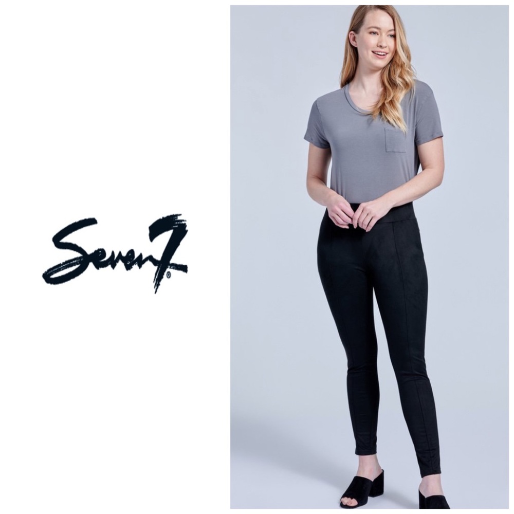Seven 7 Faux Suede Pull-On Leggings - Black - Gem